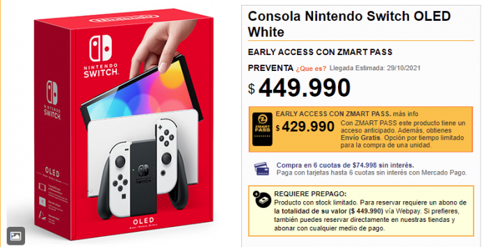 Muestran primeros precios de Nintendo Switch OLED en Chile, parten ...
